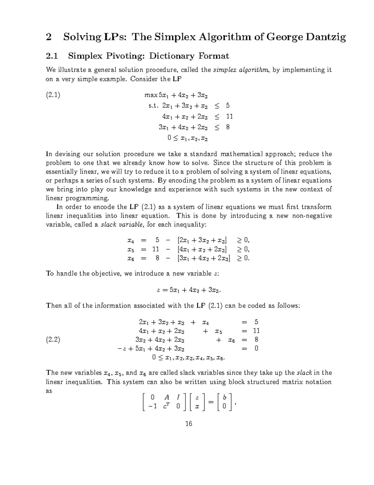 Section 2simplex - 2 2 Solving LPs: The Simplex Algorithm of George ...