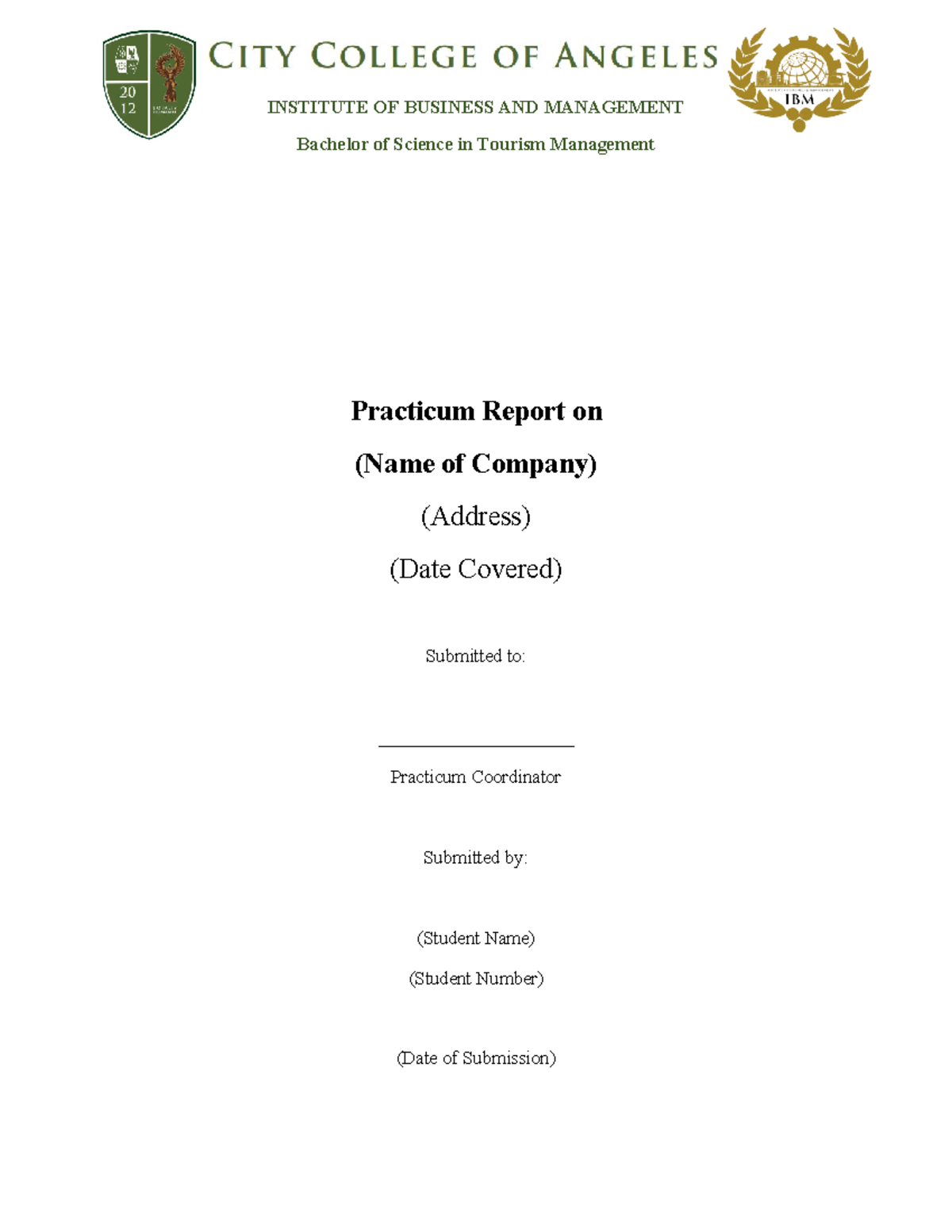 Cover Page and TOC format - BS Accountancy - INSTITUTE OF BUSINESS AND ...