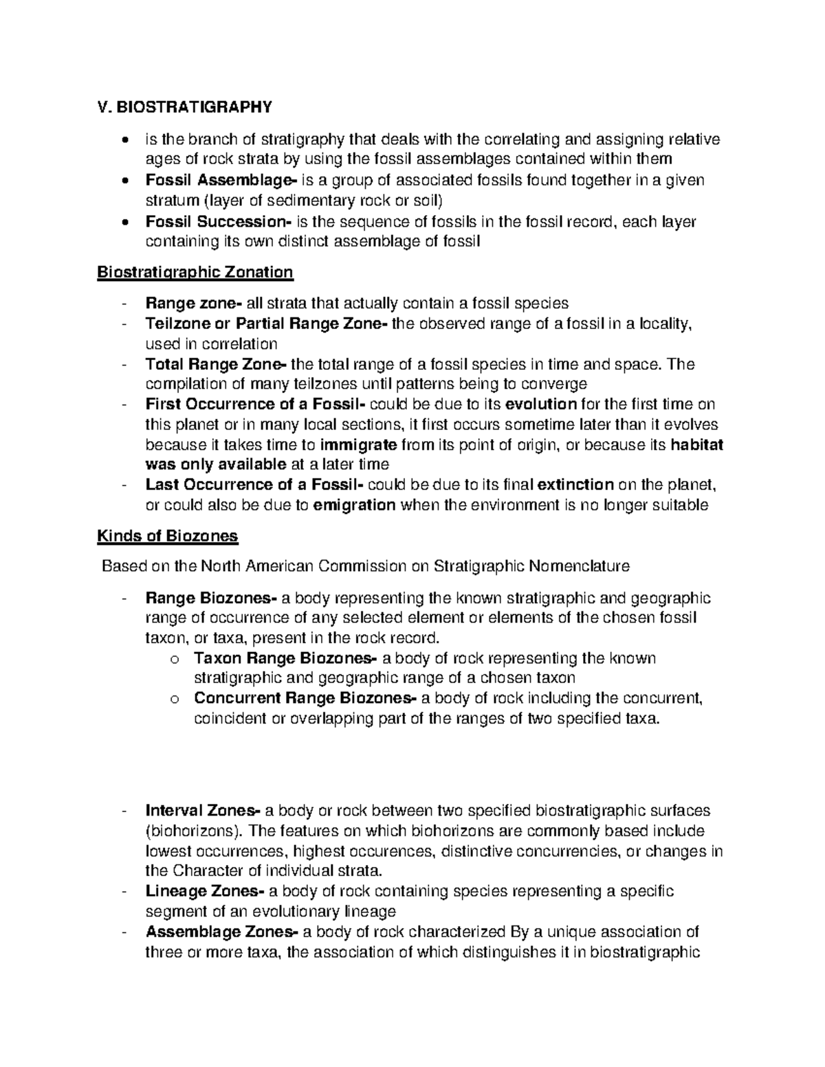 Paleo 5-8 - Summary of the lessons Biostratigraphy, Ichnofossils ...