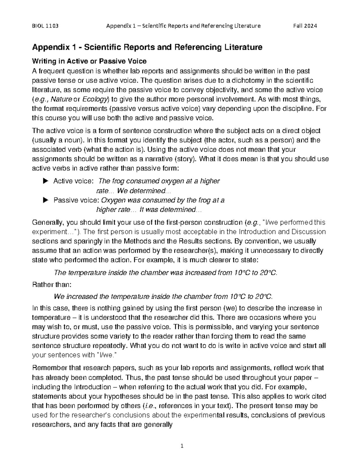 P Appendix 1 Scientific Reports & Referencing F2024 - Appendix 1 ...