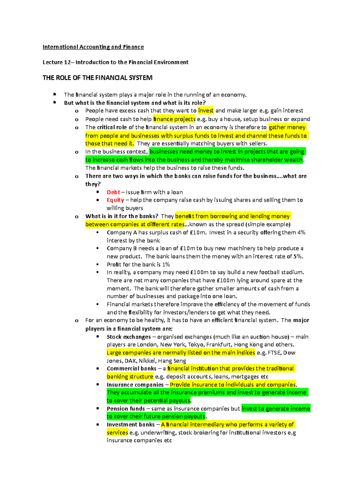Lecture 12 - Intro to Financial Environment - International Accounting ...