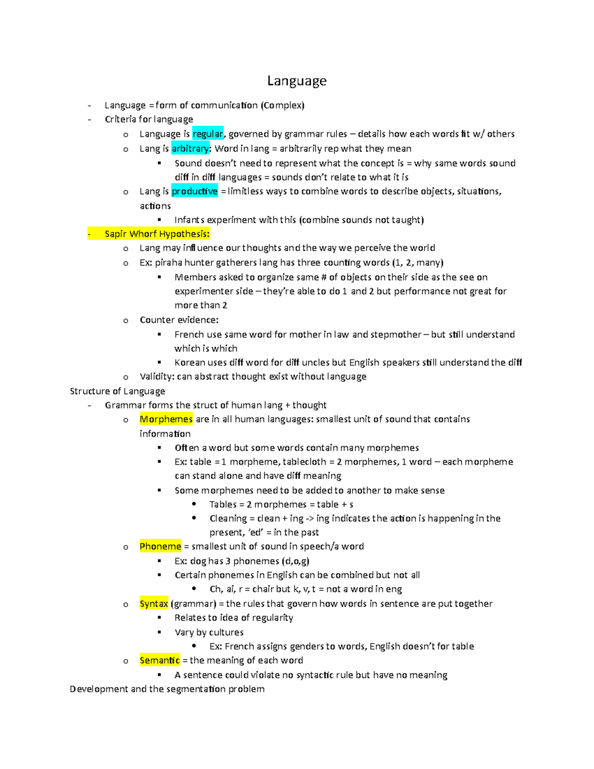 Language - Joe Kim - Language Language = form of communication (Complex ...