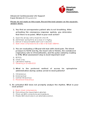 ACLS Test - Vati - ACLS Test Unresponsive patient, no breathing, no ...