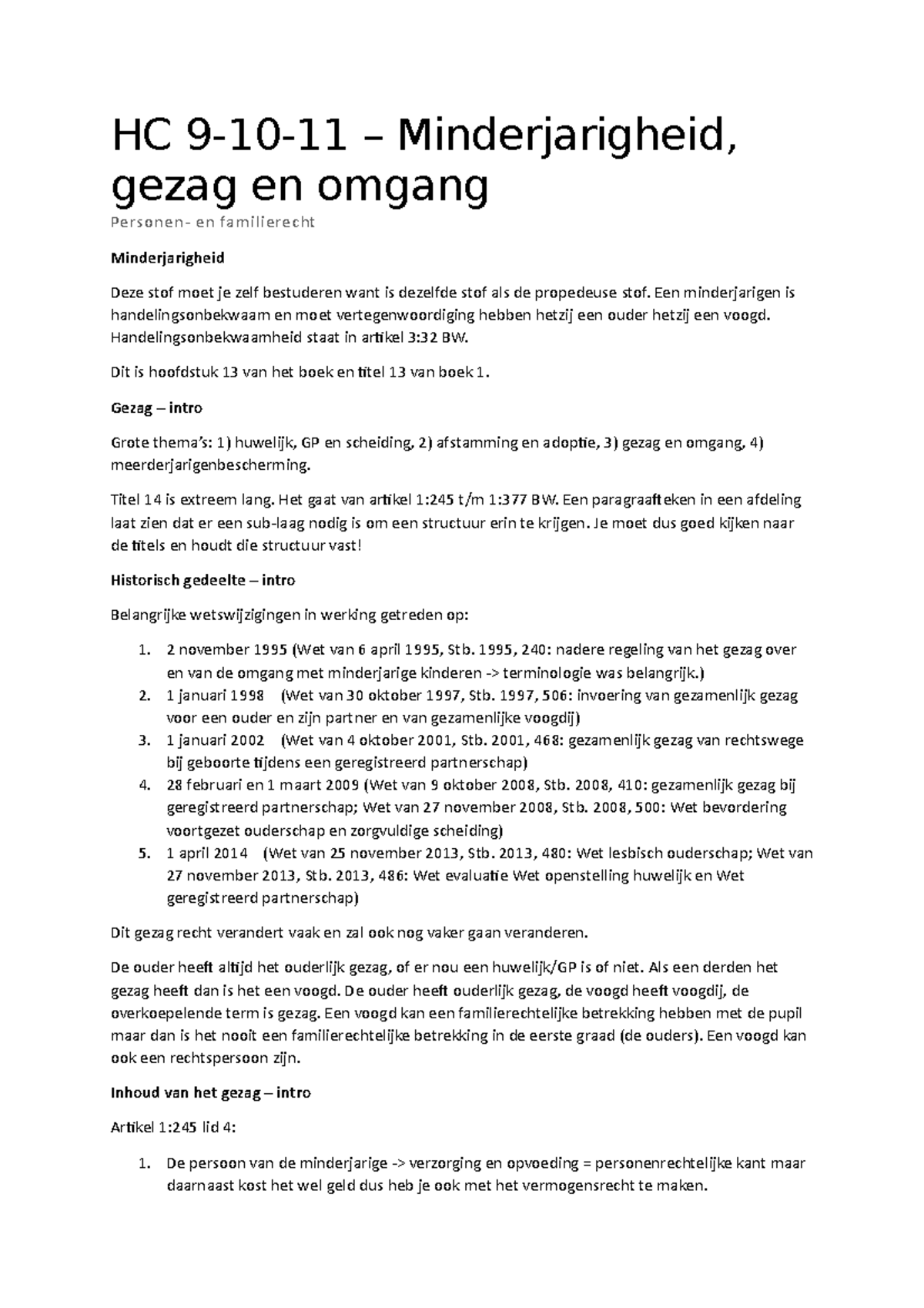 HC 9-10-11 – Minderjarigheid, gezag en omgang - HC 9-10-11 ...