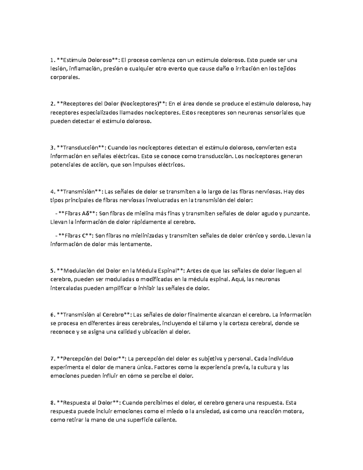 Fisiopain - Fisiología del dolor - Estímulo Doloroso: El proceso ...