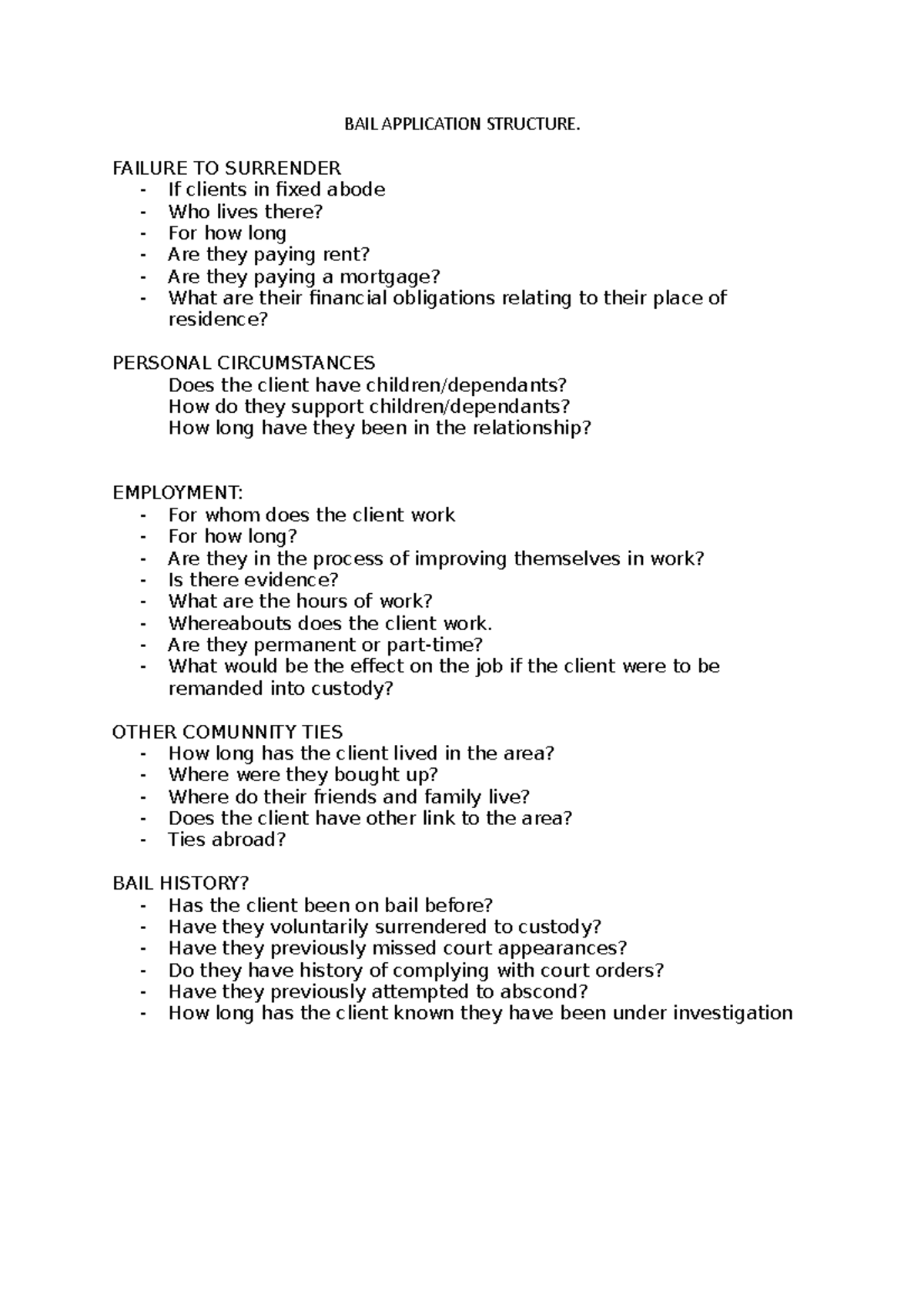 BAIL Application Structure- Criminal Litigation - MMU - Studocu