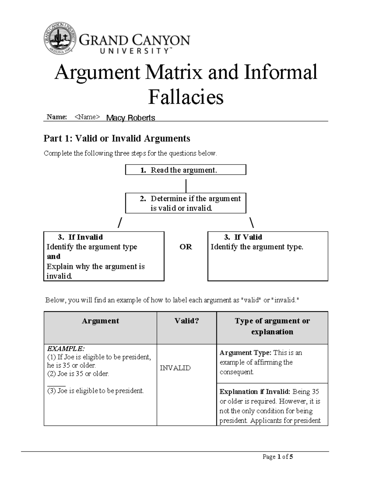 PHI-103-RS-T1Argument Matrix Informal Fallacies copy - Argument Matrix ...