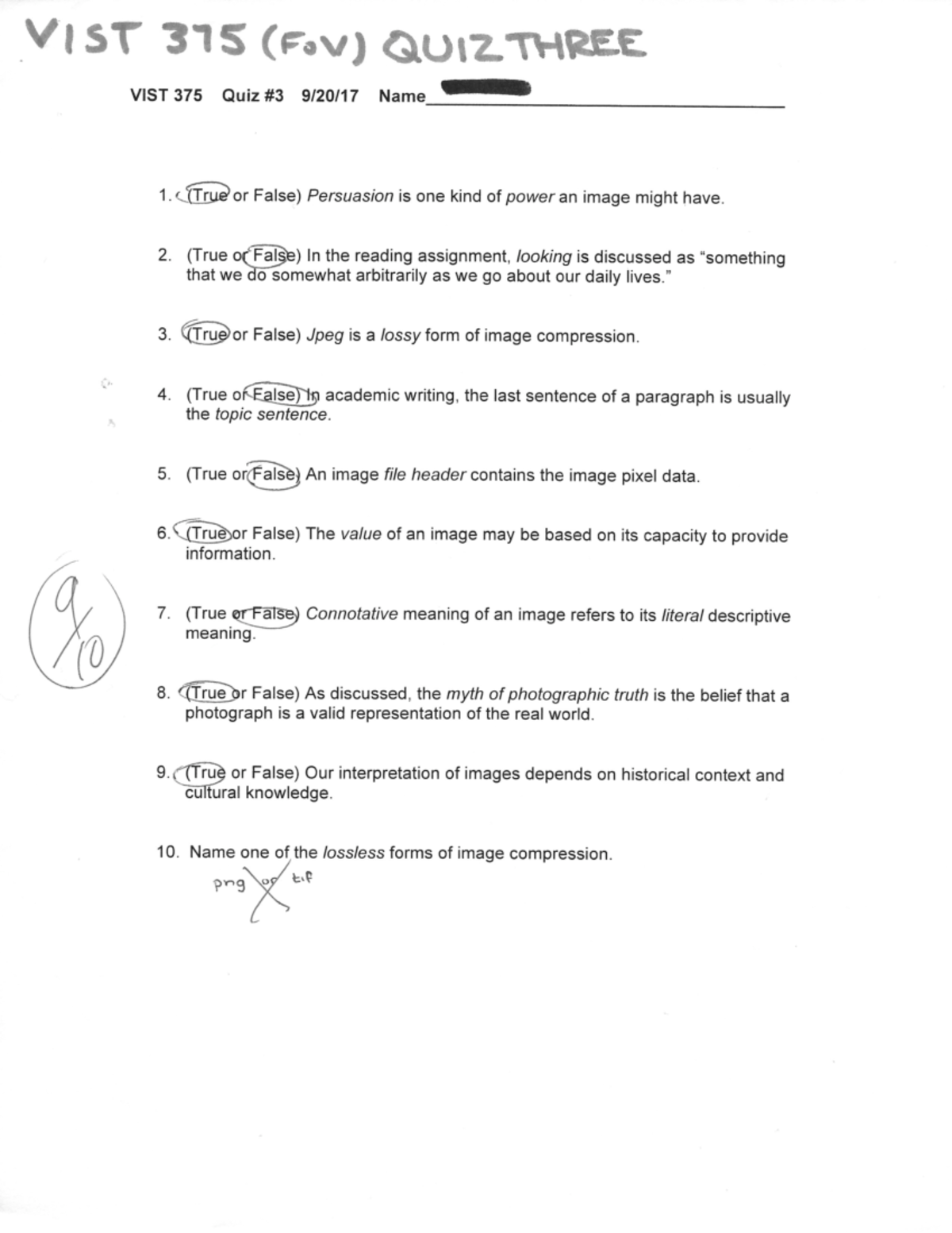 VIST375 quiz3 - VIST 375 Foundations of Viz. Prof Frederic Parke. QUIZ ...