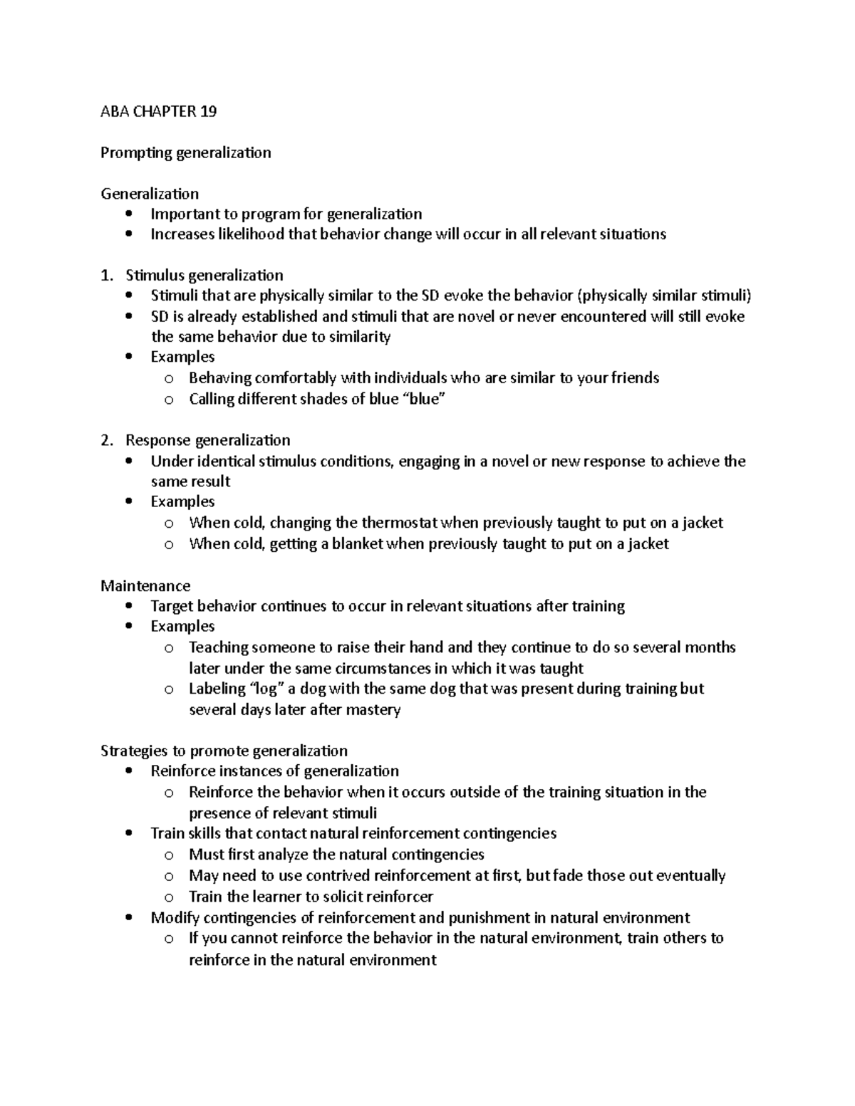 Intro to ABA Chapter 19 - ABA CHAPTER 19 Prompting generalization ...
