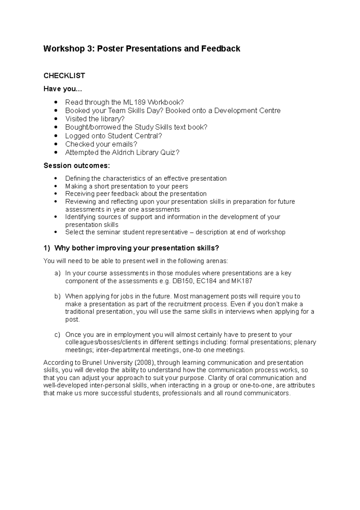 Workshop 3 Poster presentations - Workshop 3: Poster Presentations and ...