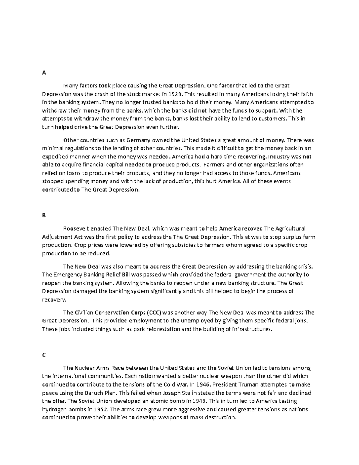 C121 Task 4 - Essay task for C121 - A Many factors took place causing ...