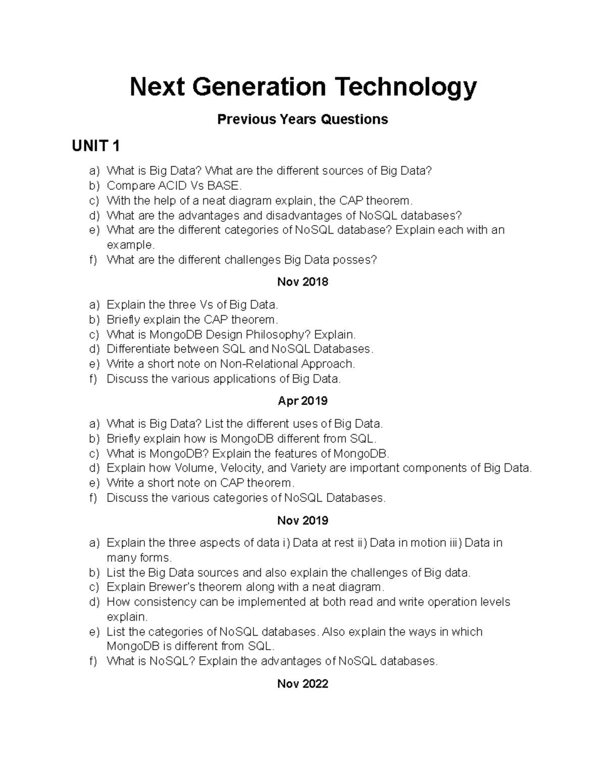 Que(NGT)py - Questions combo - Next Generation Technology Previous ...