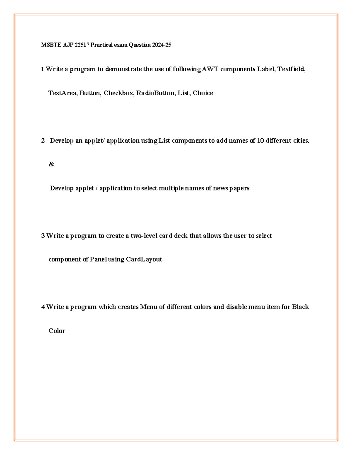 Msbte practical Exam Program AJP 2024-25 - MSBTE AJP 22517 Practical ...