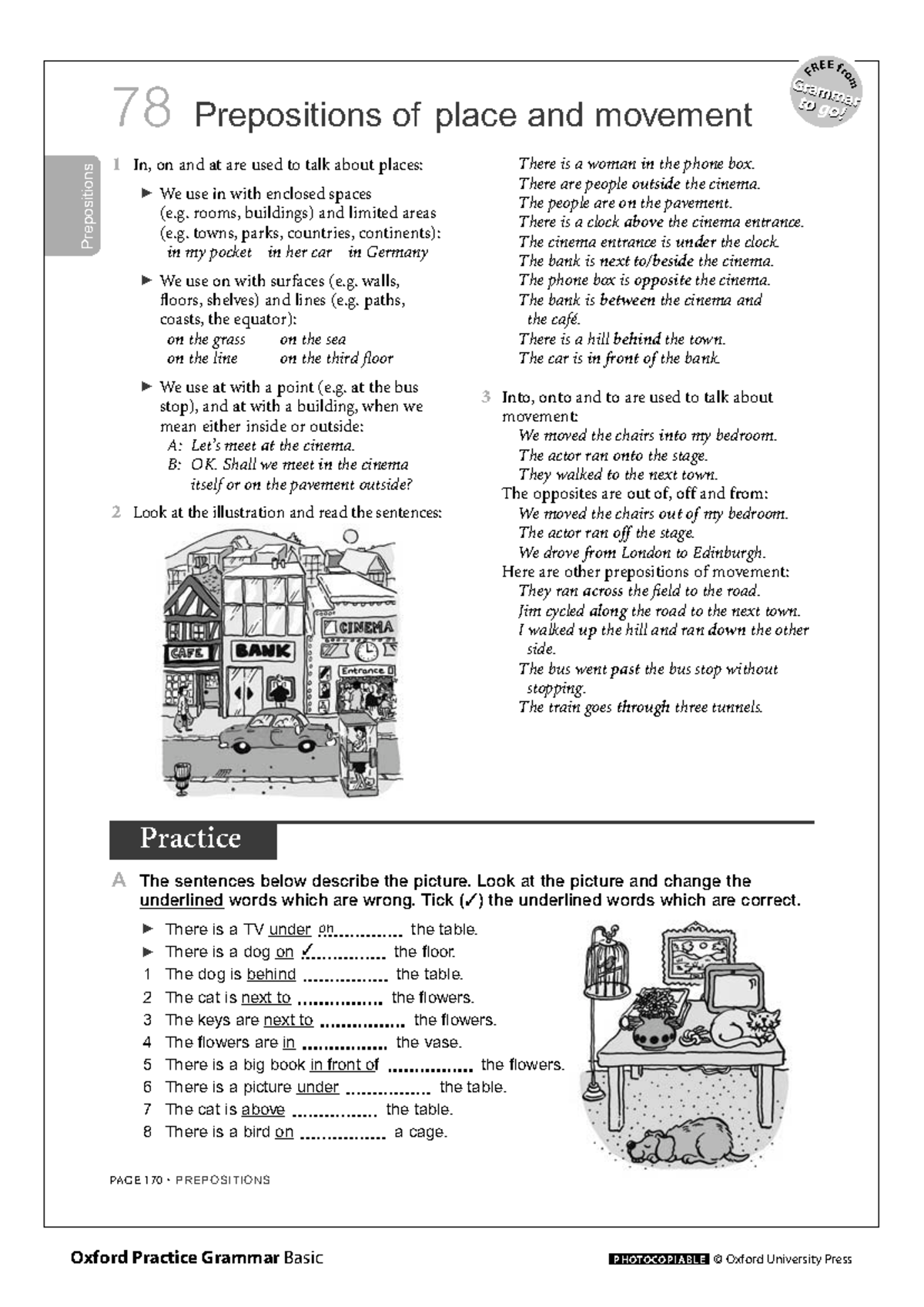 Prepositions of Place and Movement - PAGE 170 • PREPOSITIONS 78 ...