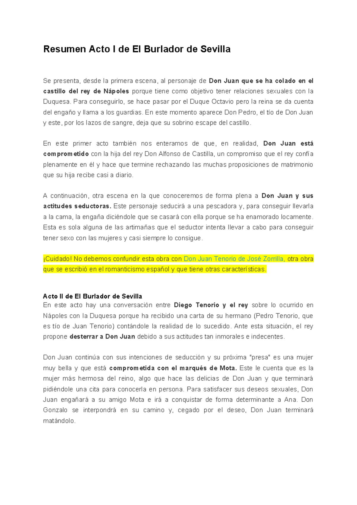 Resumen de El Burlador de Sevilla - Resumen Acto I de El Burlador de ...