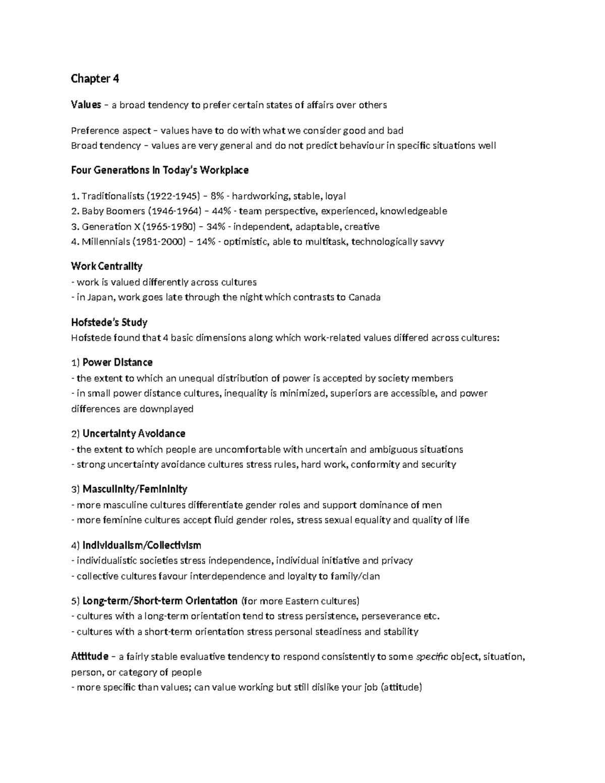 Chapter 4 Textbook - Lecture Notes - Chapter 4 Values – a broad ...