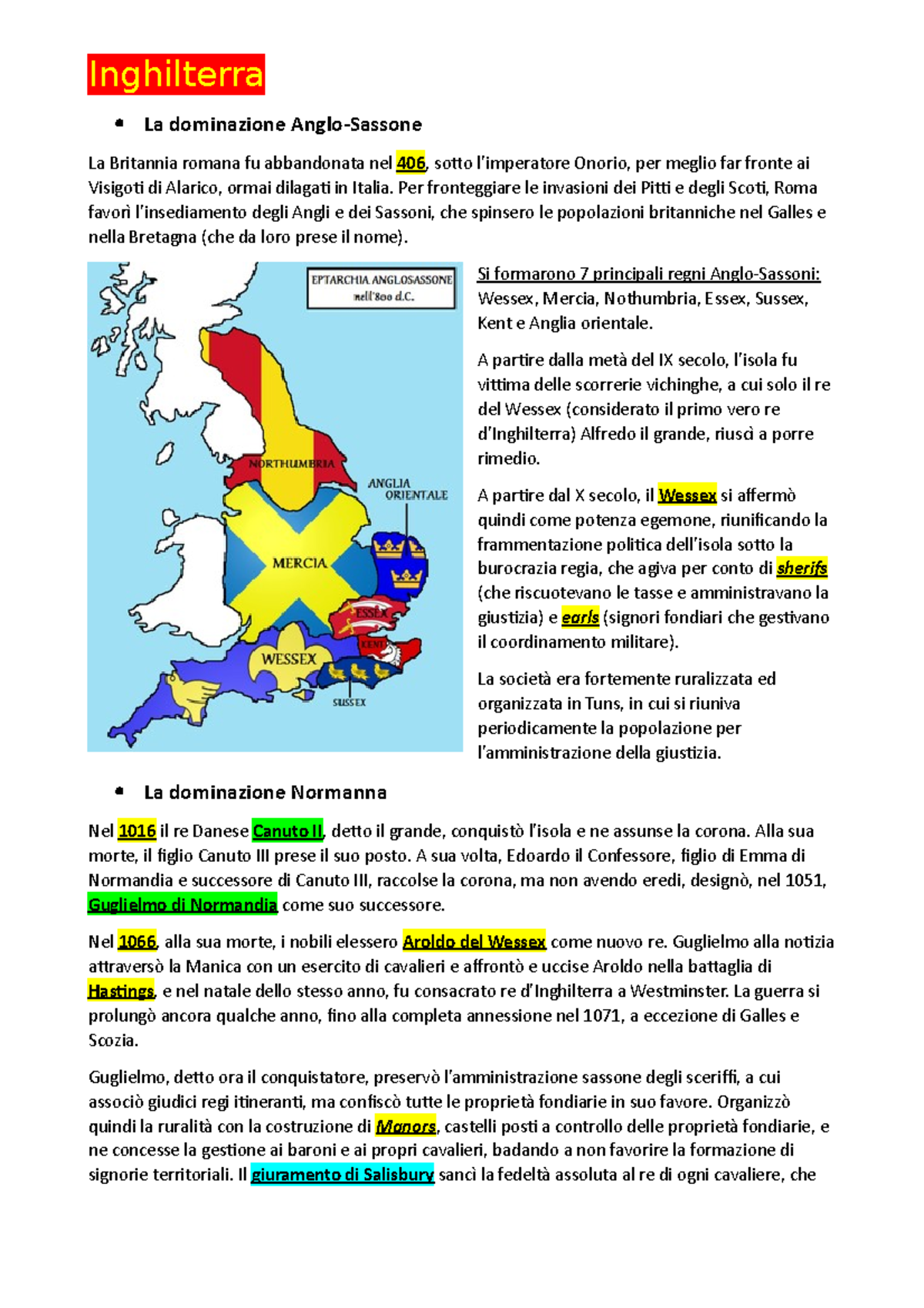 Inghilterra V-XV secolo - La dominazione Anglo-Sassone La Britannia ...