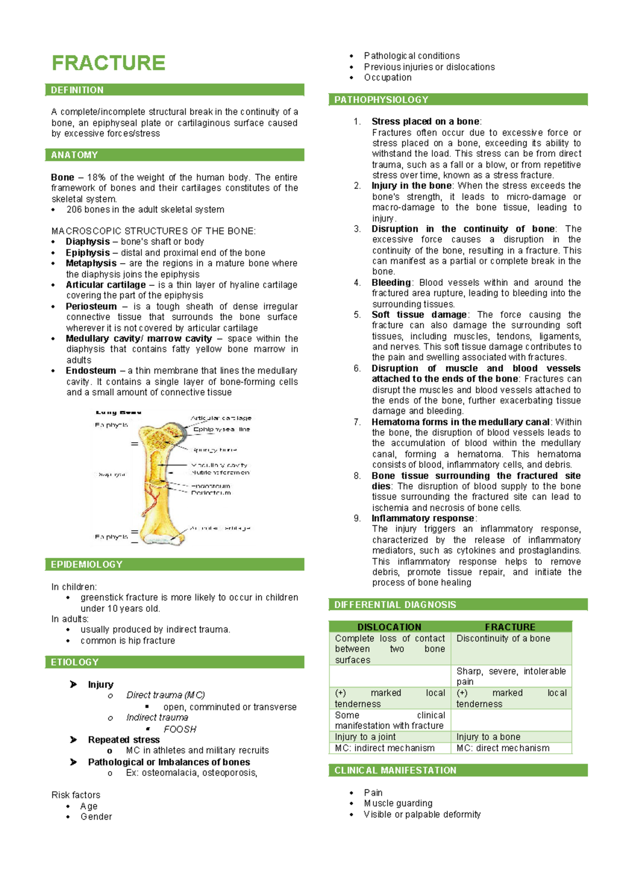 Fracture-REVA - Fracture - FRACTURE DEFINITION A complete/incomplete ...