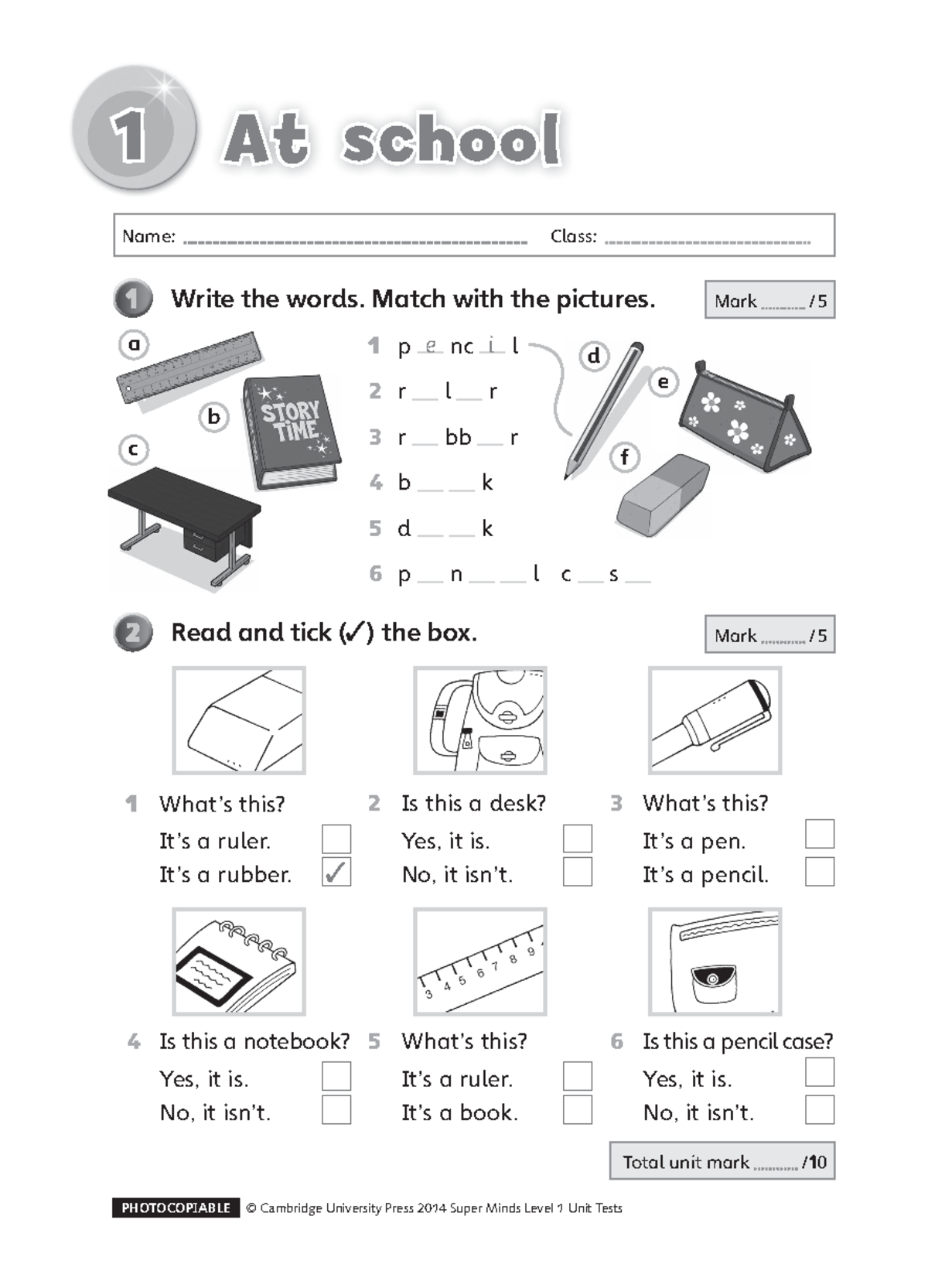 Super-minds-test - nhhhh - At school PHOTOCOPIABLE © Cambridge ...