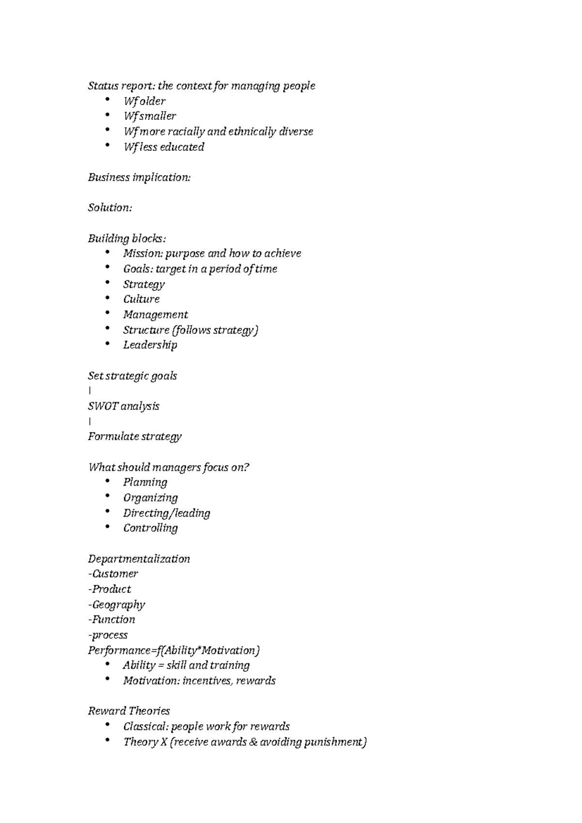 UGBA Module 1 Review - Status report: the context for managing people ...