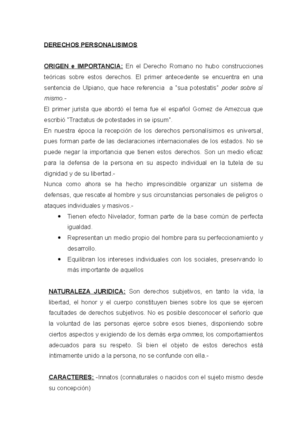 Derechos personalisimos parte general - DERECHOS PERSONALISIMOS ORIGEN ...