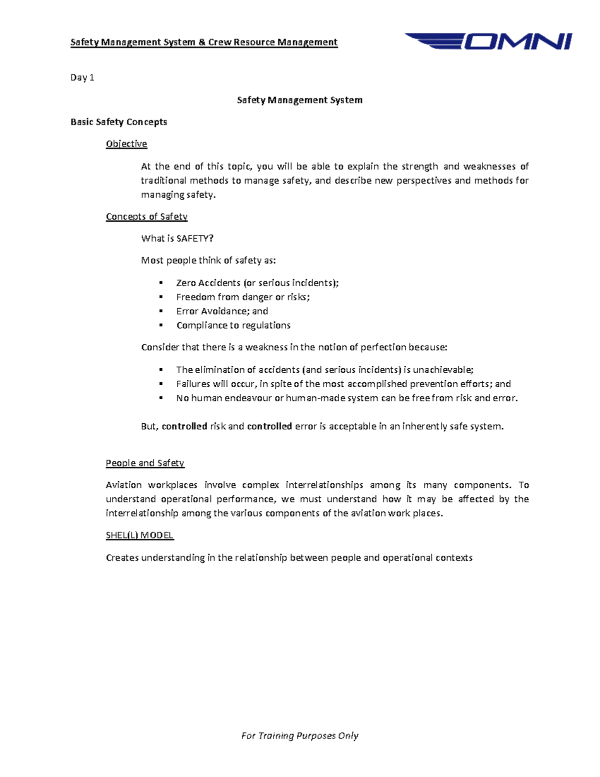 Smscrm Handout-Day-1-and-2 - Day 1 Safety Management System Basic ...
