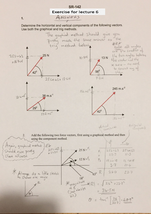 Exercise for Lecture 5 questions graphical vector addition - SR-142 ...