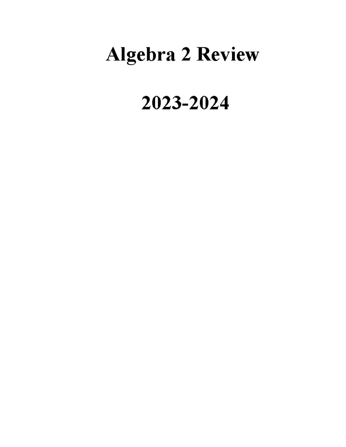 Algebra 2 Review Algebra 2 Review 2023 Following Are The Skills