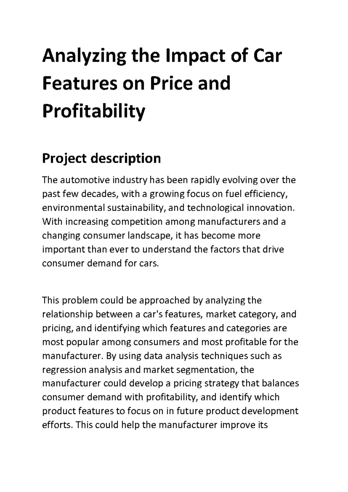 Analyzing the Impact of Car Features on Price and Profitability ...