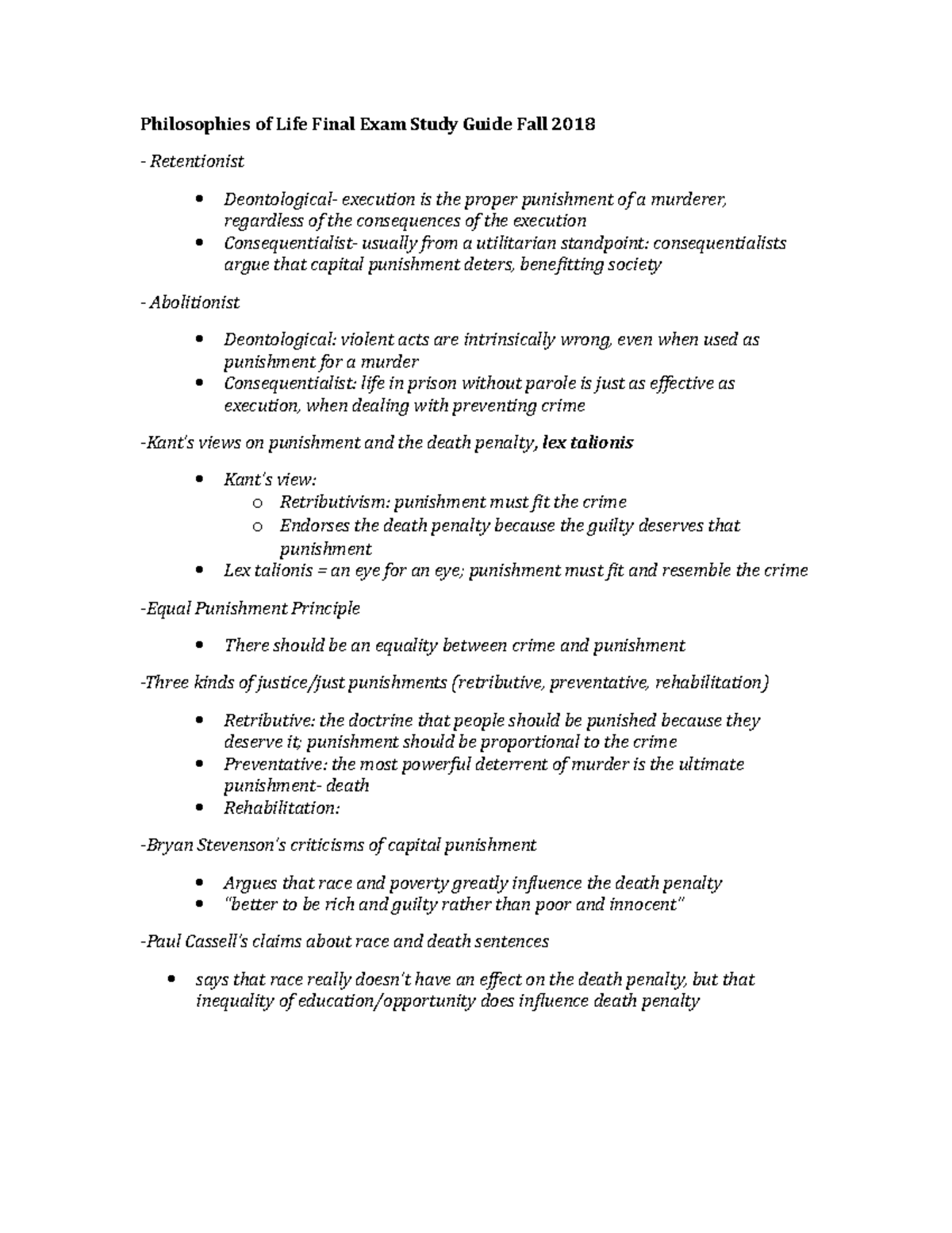 Final study guide - Summary Philosophies of Life - Philosophies of Life ...