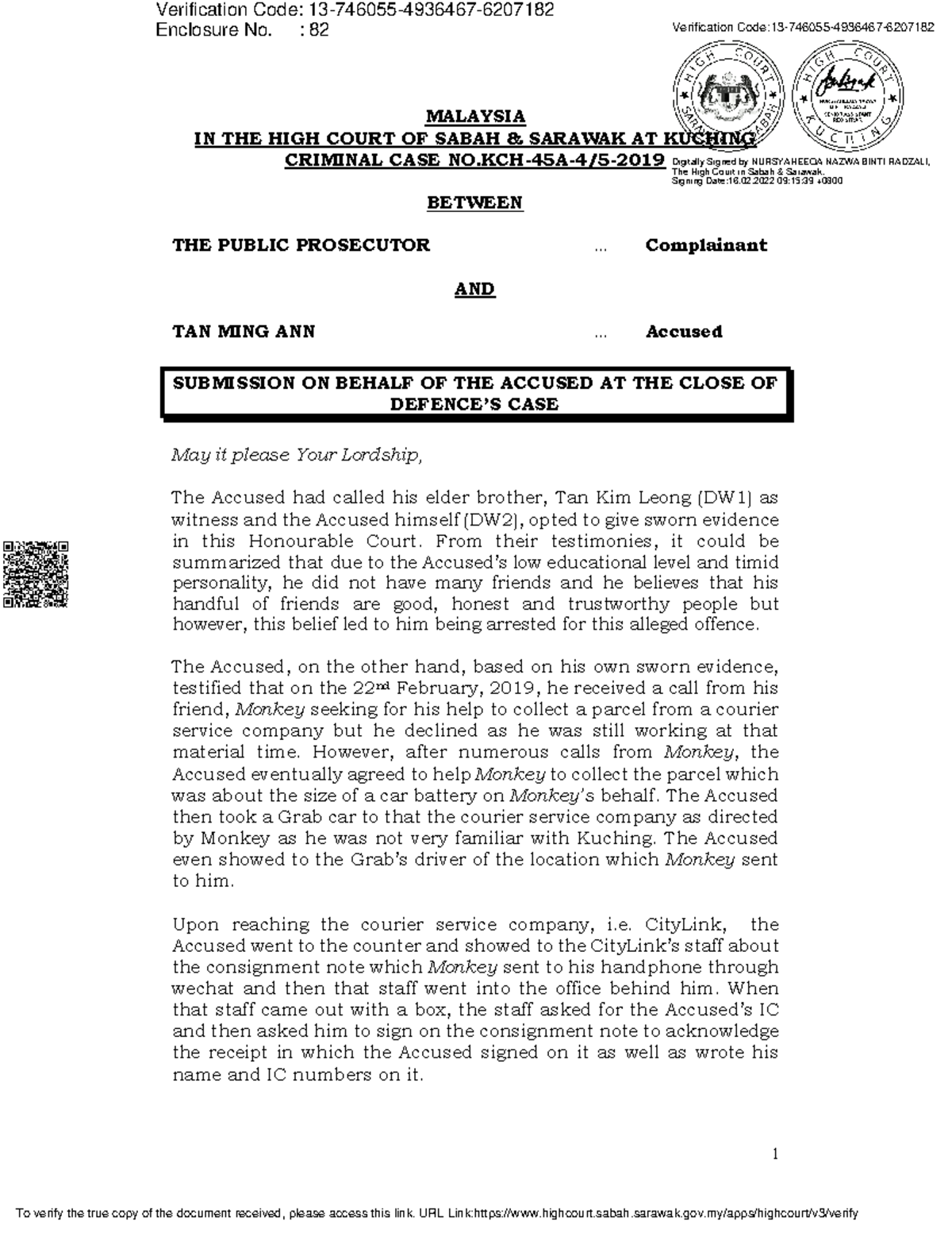 Submission EOD TAN MING ANN BY Defence - 1 - Studocu