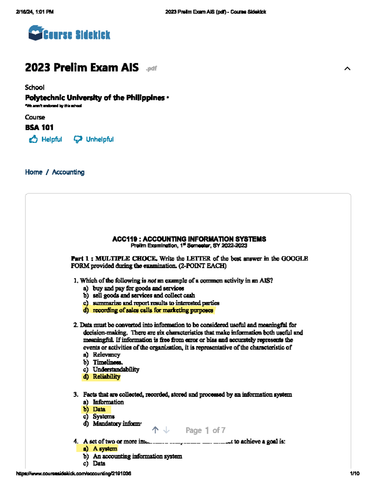 AIS Exam reviewer - AIS rev - Accountancy - Studocu