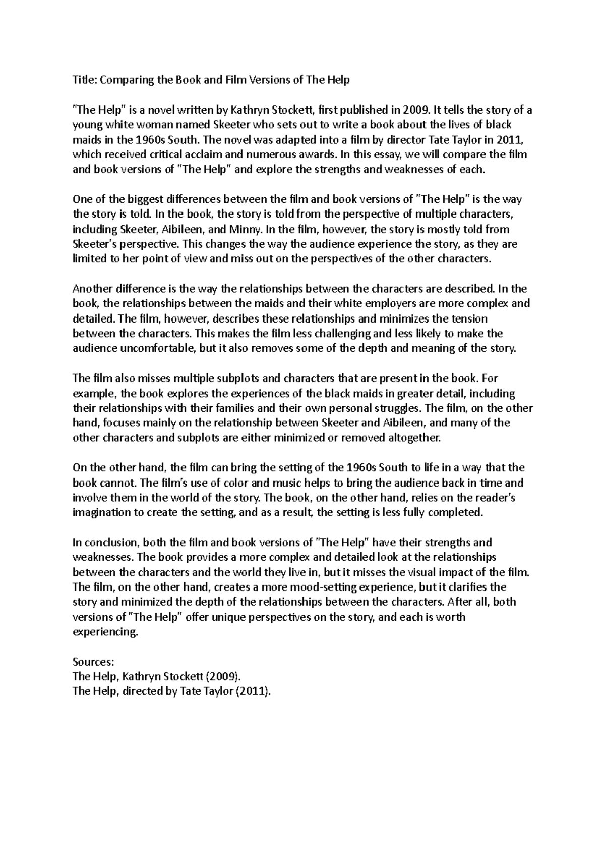 Engels- The help essay - verslag over het boek the help - Title ...