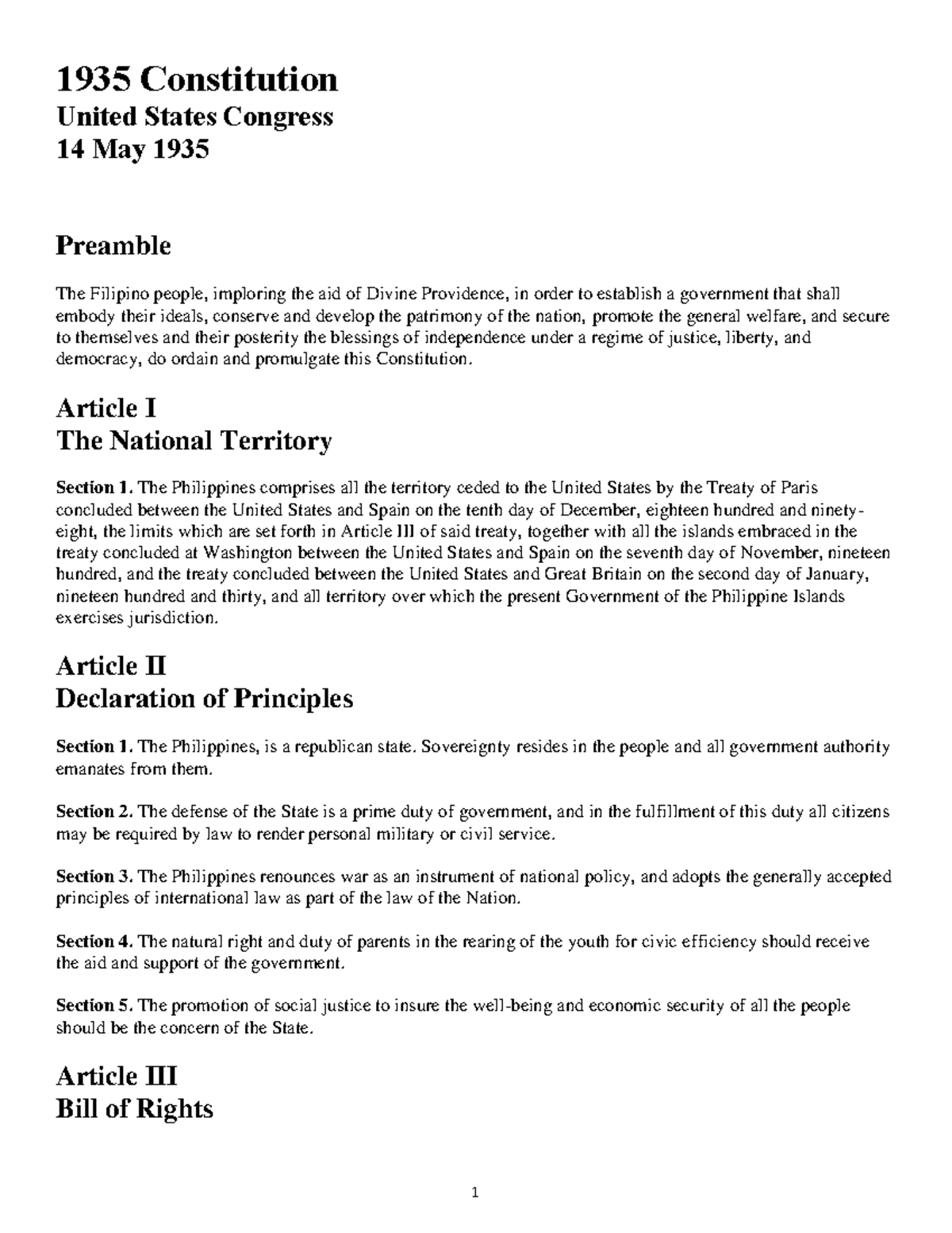 1935 Constitution - Hope it helps as reference ☺ - 1935 Constitution ...