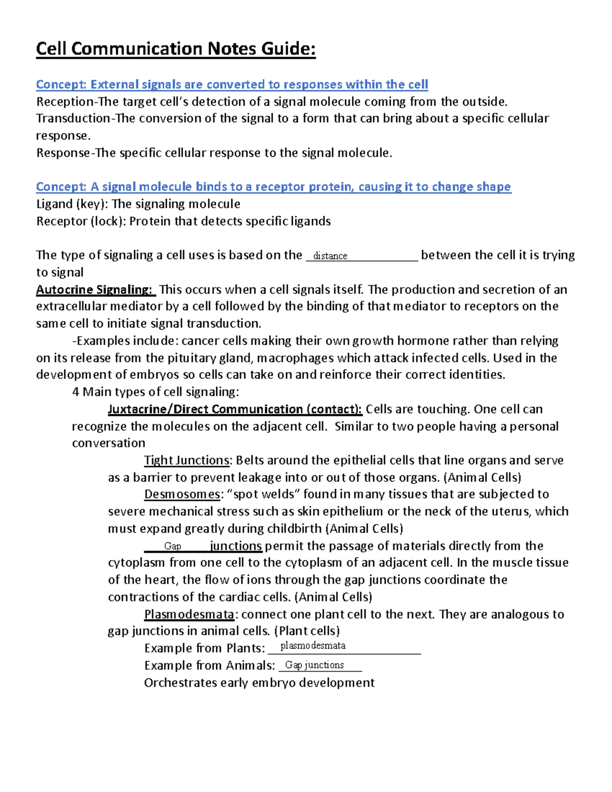 Kami Export - AP Biology Cell Communication Guided Notes - Cell ...