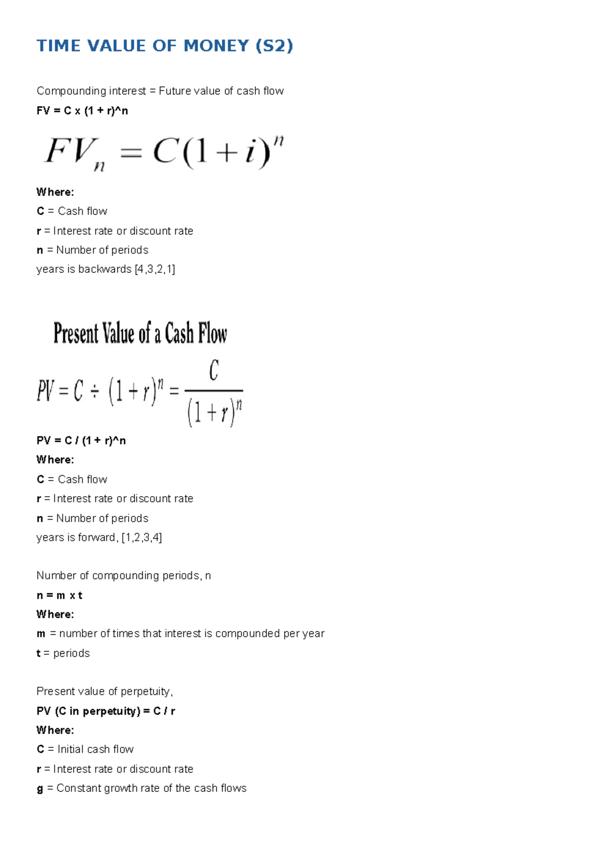 Document 1 - formula - TIME VALUE OF MONEY (S2) Compounding interest ...