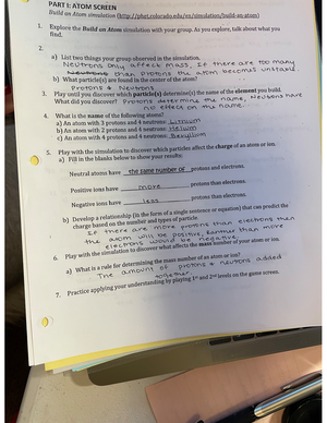 Phet Atom part 2 - PNET INTERACTIVE SIMULATIONS PART II: SYMBOL SCREEN ...