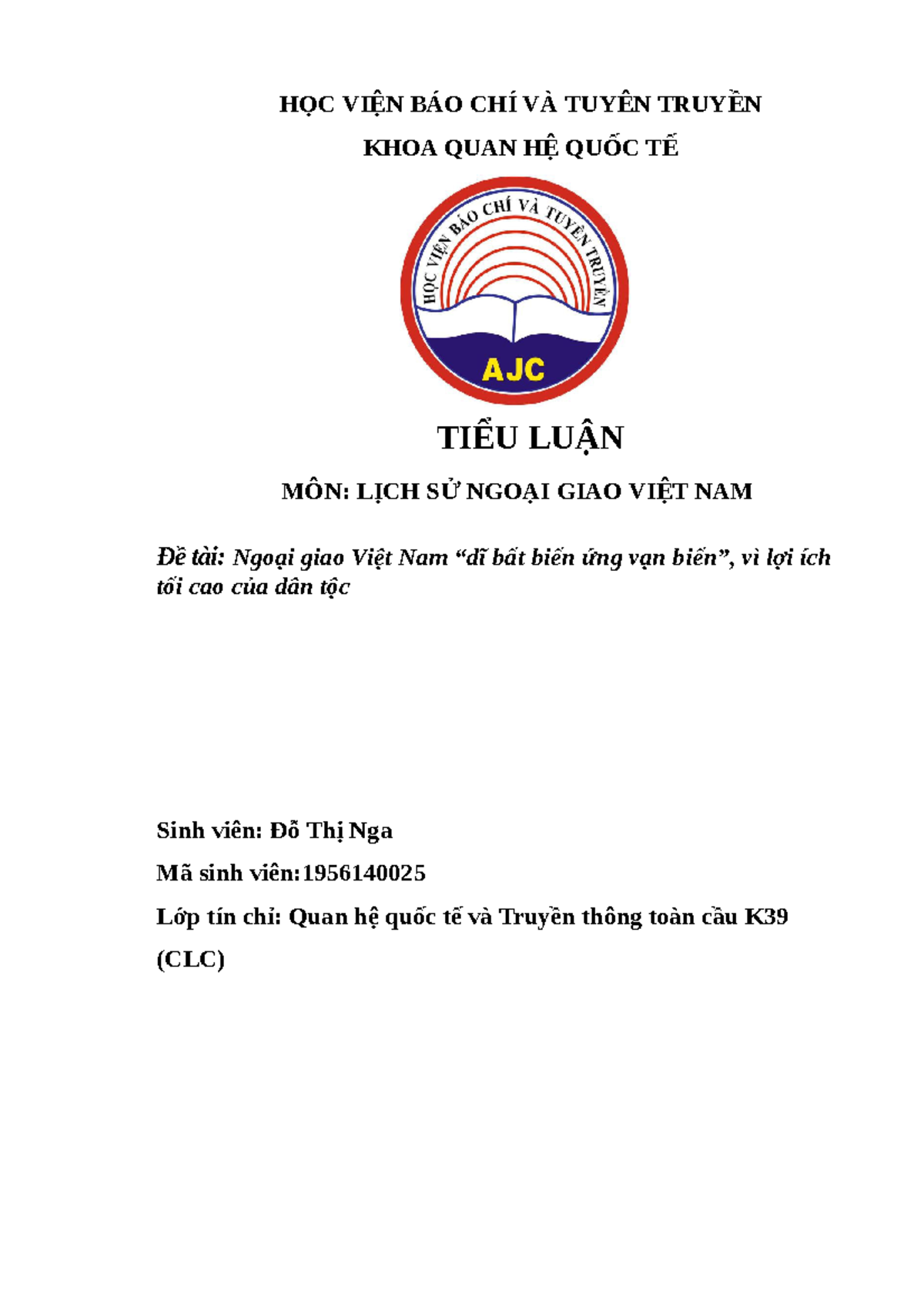 [123doc] - tieu-luan-lich-su-ngoai-giao-viet-nam - HỌC VIỆN BÁO CHÍ VÀ TUYÊN TRUYỀN KHOA QUAN HỆ ...