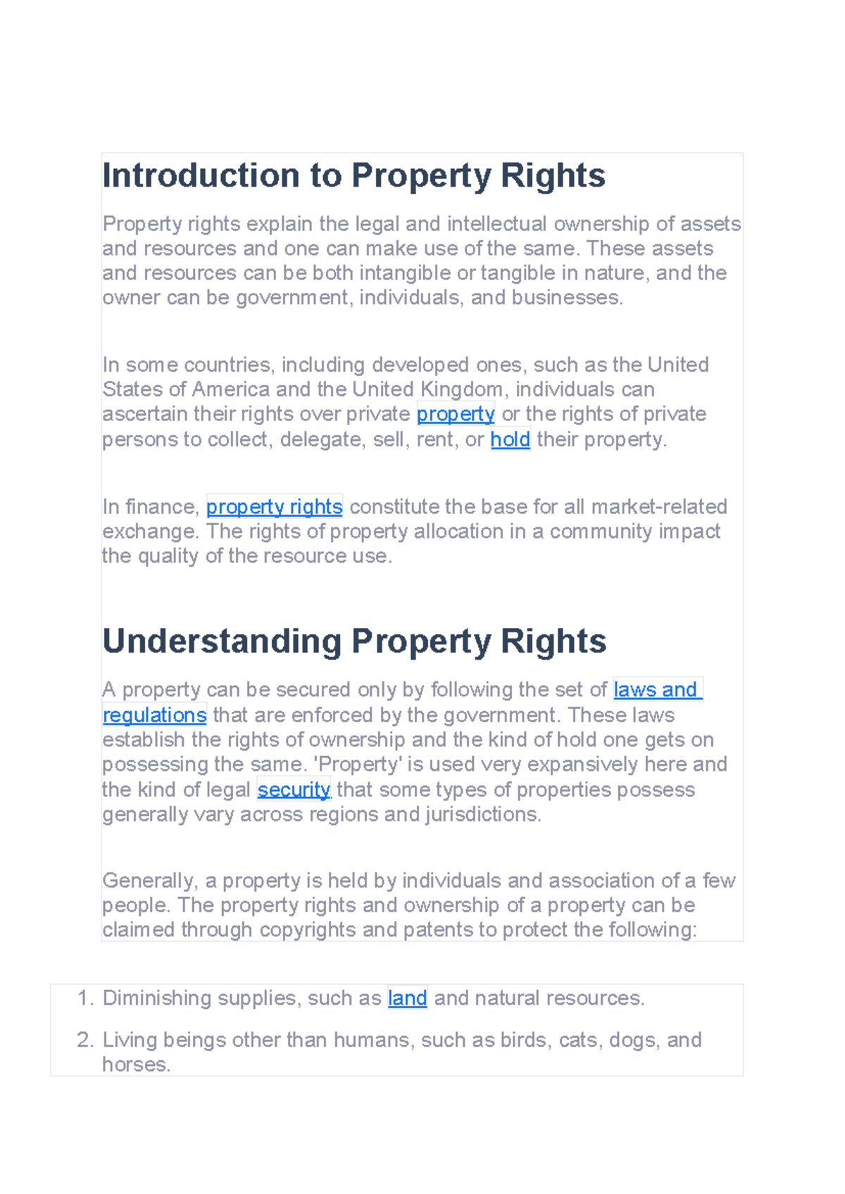3.2 Introduction to Property Rights - Introduction to Property Rights ...