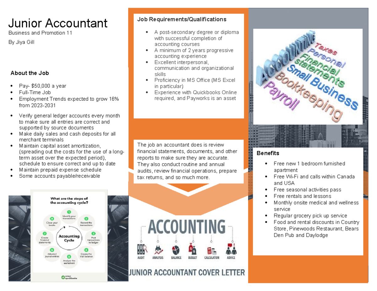 Junior accounting business assignment - Junior Accountant About the Job ...