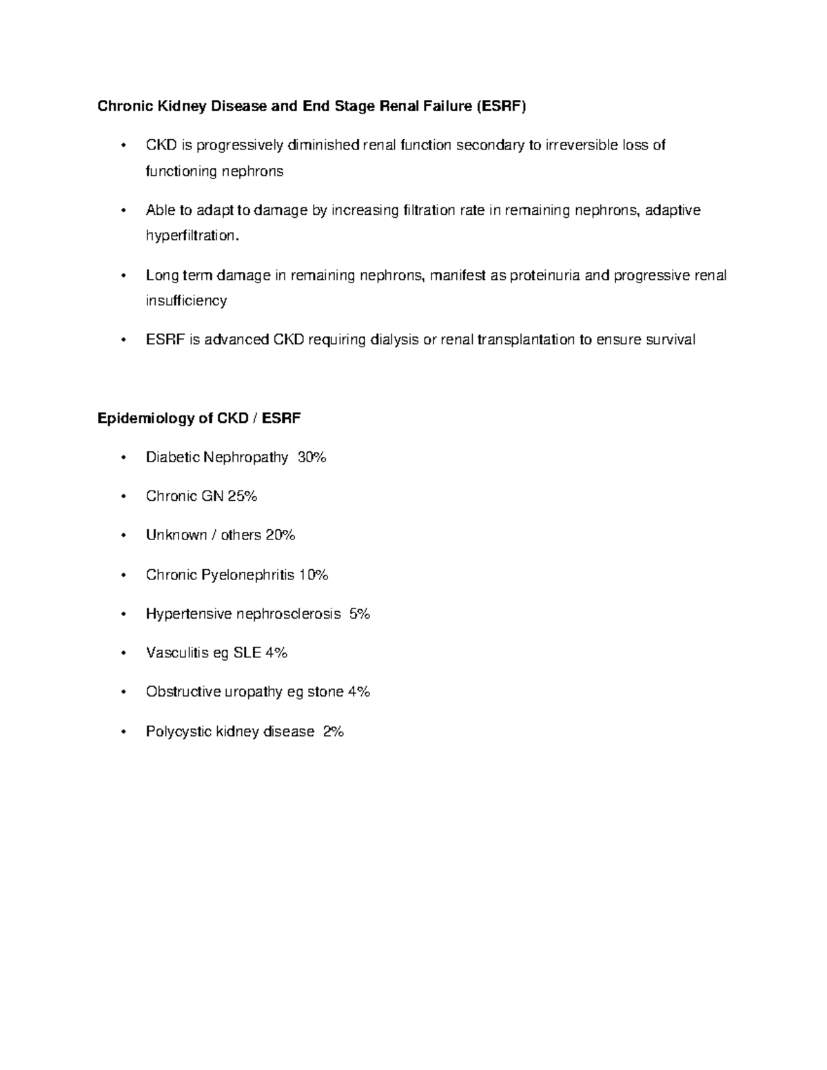 CKD and ESRF - sem 1 class 1 - Chronic Kidney Disease and End Stage ...