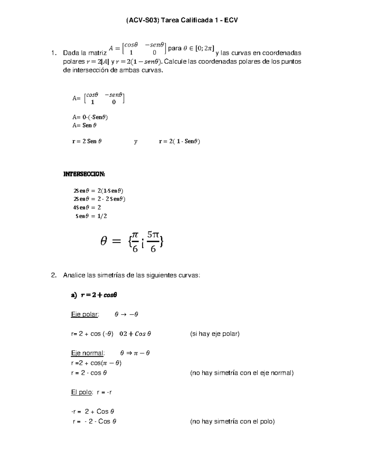 (ACV-S03) Tarea Calificada 1 - Calcule las coordenadas polares de los puntos de intersección de ...