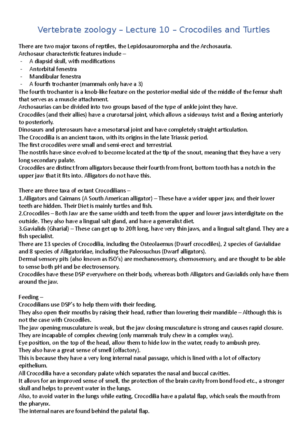 Vertebrate Zoology Lecture 10 - Vertebrate zoology – Lecture 10 ...