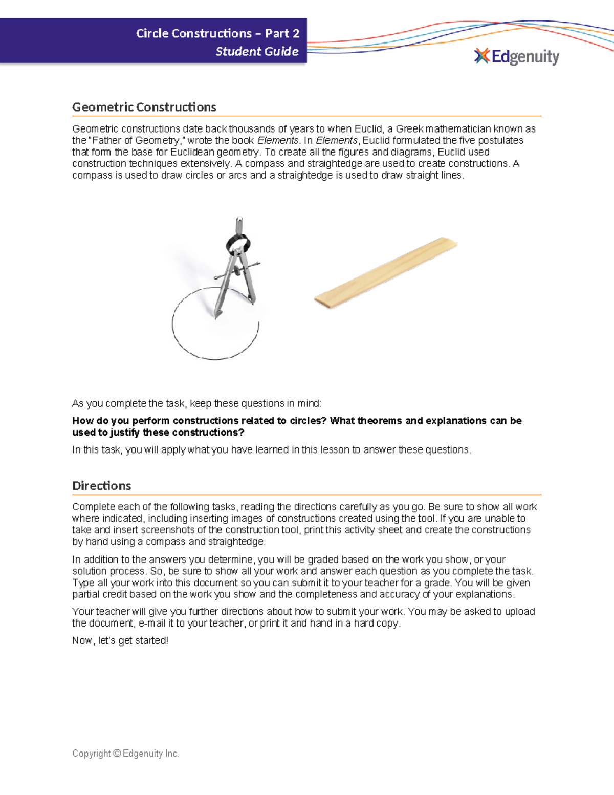 Circle Constructions - Student Guide - Part 2 - Circle Constructions ...
