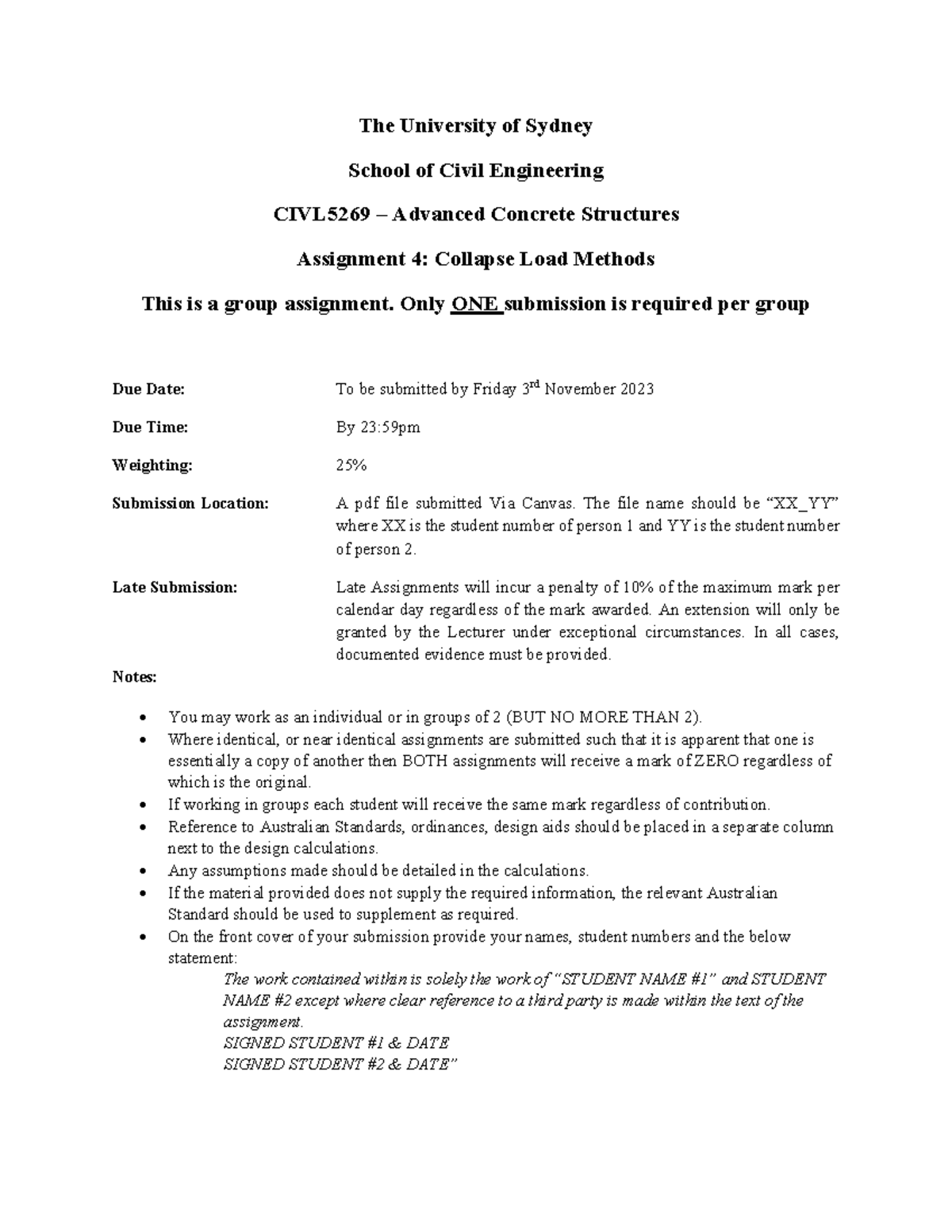 Assignment 4-1 - The University of Sydney School of Civil Engineering ...