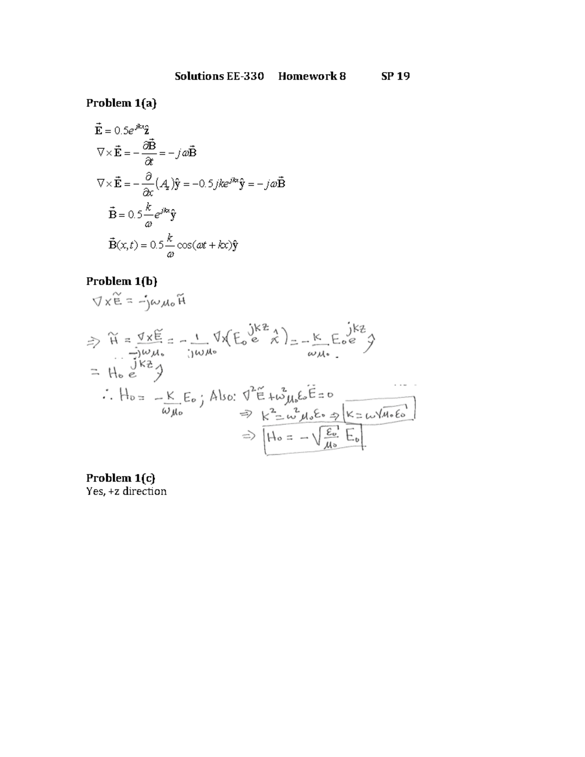 Solutions EE 330 HW8 SP19 - Solutions EE-330 Homework 8 SP 19 Problem 1(a) Problem 1(b) Problem ...