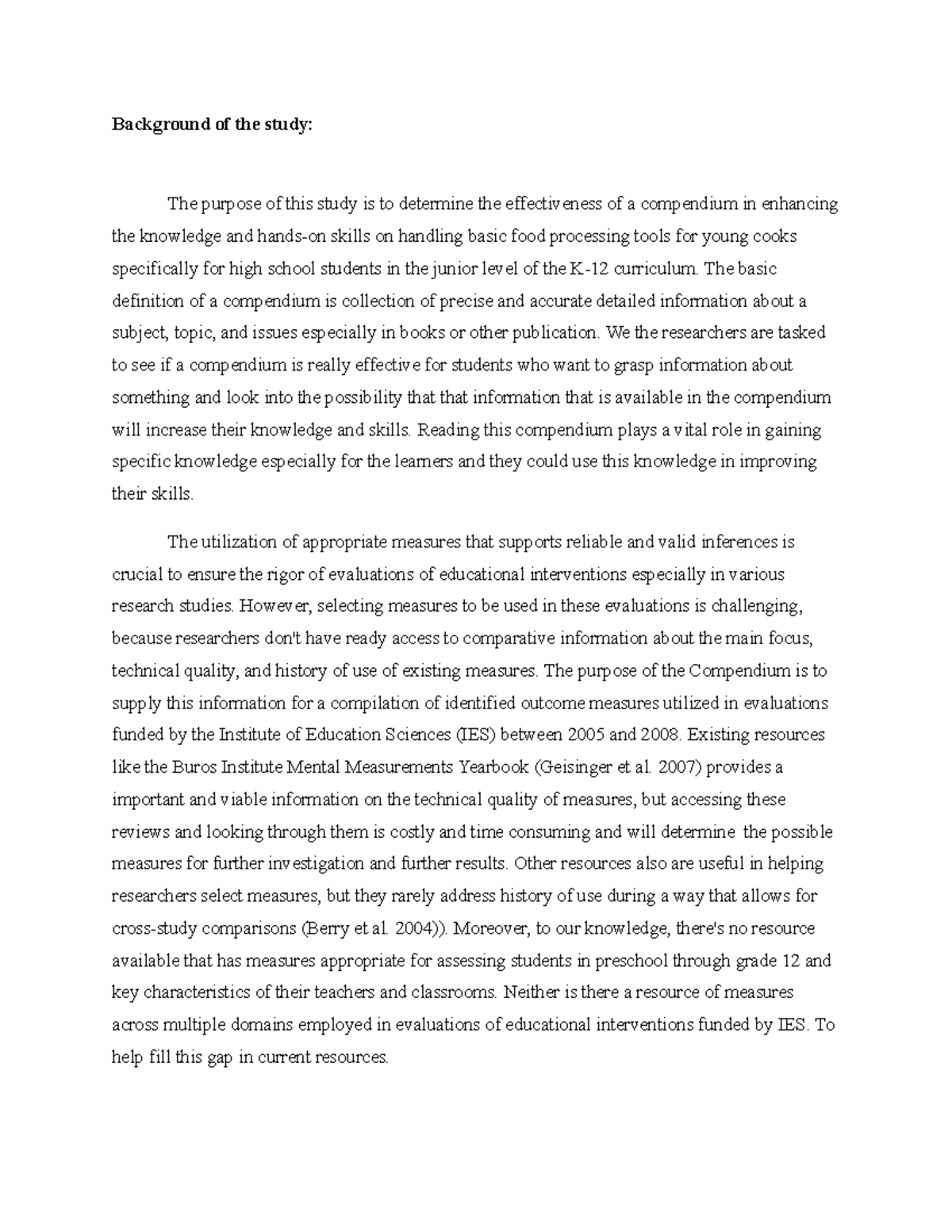 Background of the study - The basic definition of a compendium is ...