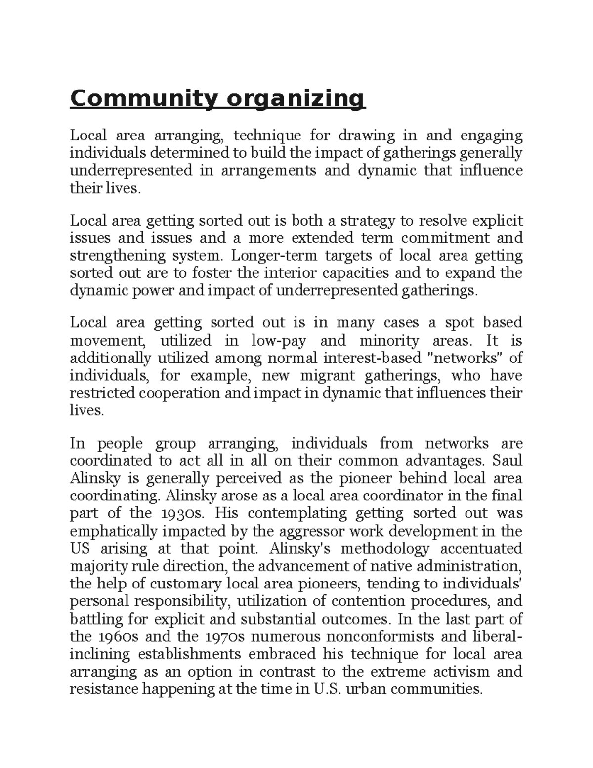 Community organizing - Community organizing Local area arranging ...
