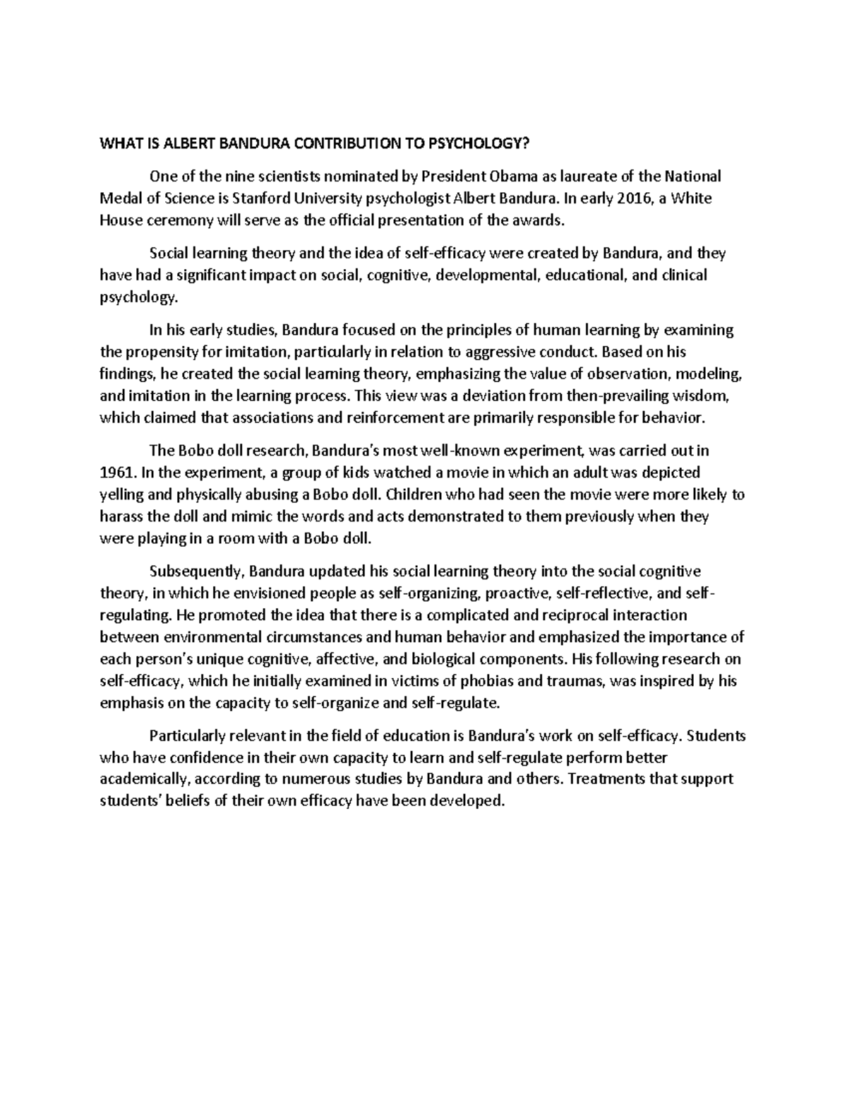 WHAT IS Albert Bandura Contribution TO Psychology - WHAT IS ALBERT ...