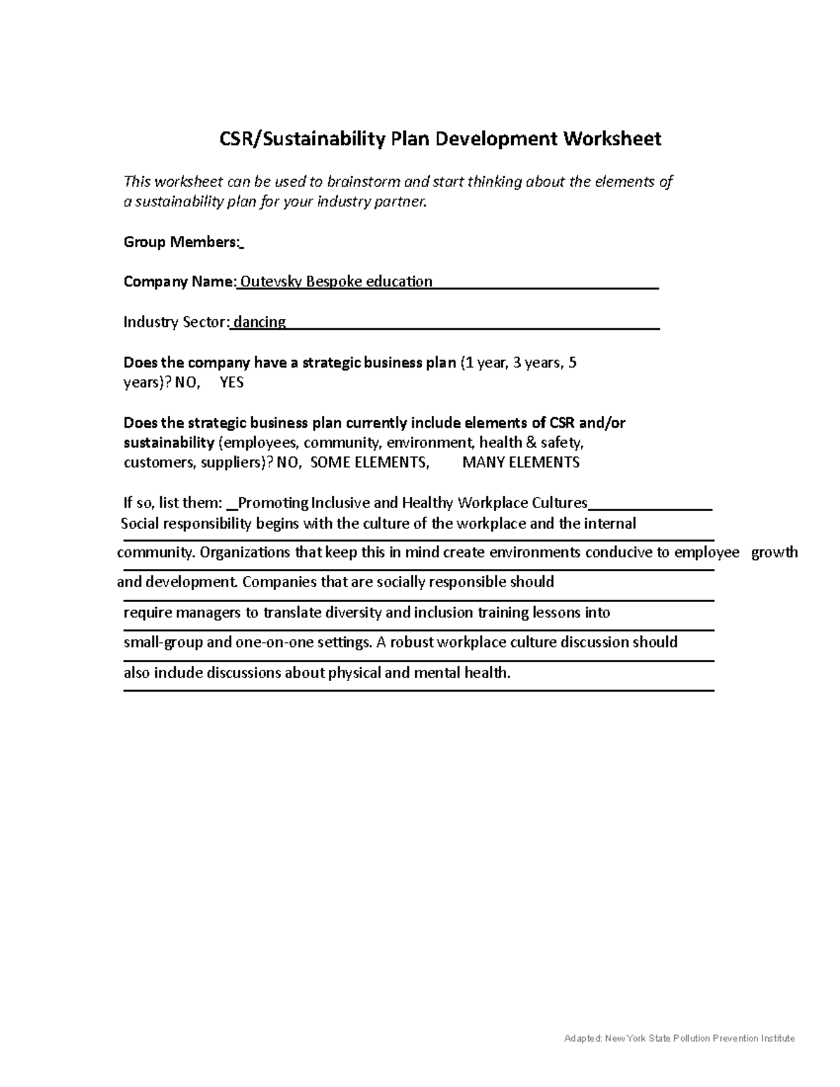 CSR -Sustainability-Plan-Development-Worksheet Worksheet assignment ...